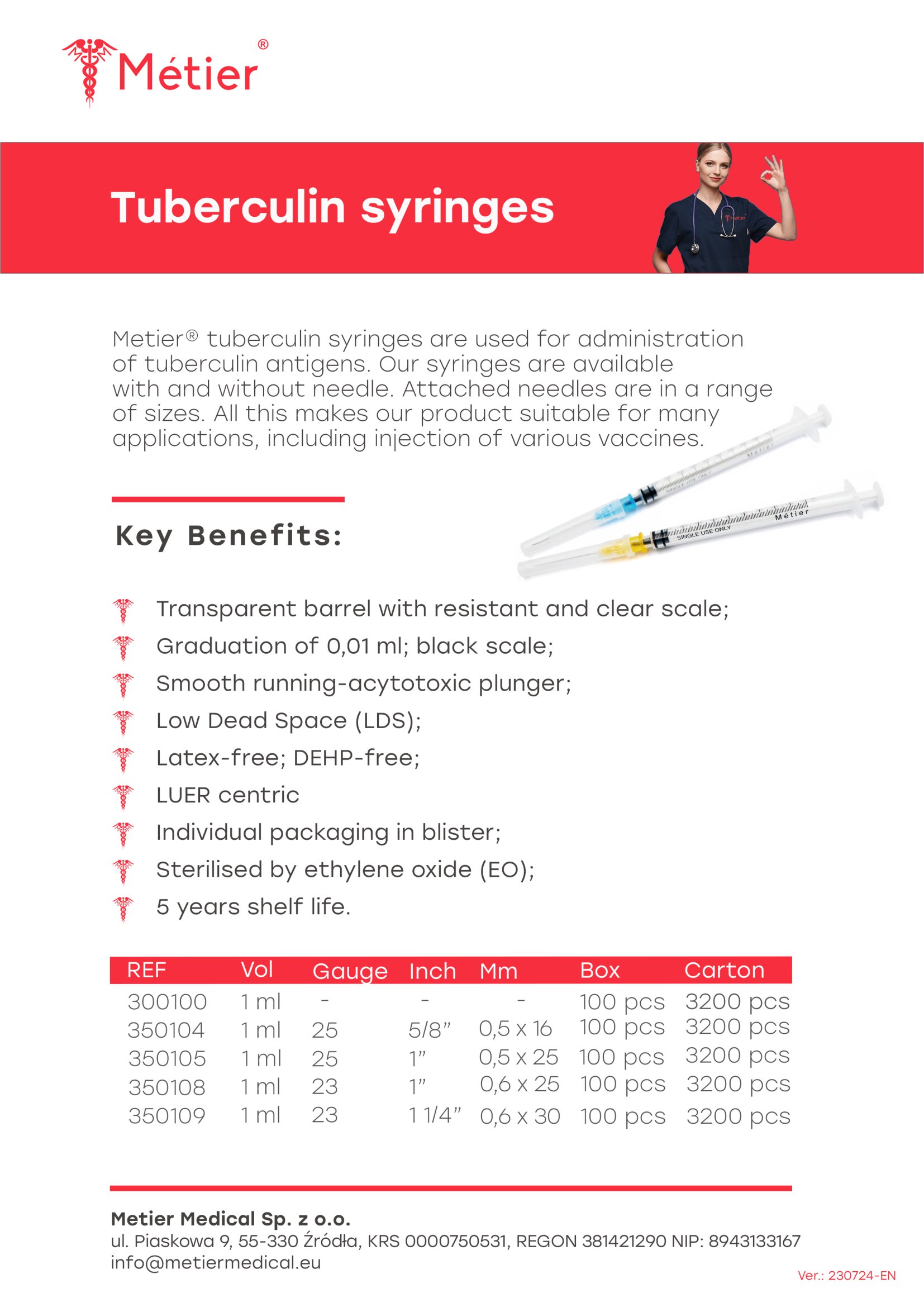 TUBERCULIN SYRINGES - Metier Medical Europe